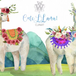 Llama Watercolor Alpaca Clipart Cute Animal Baby Shower Tribal Wedding ...