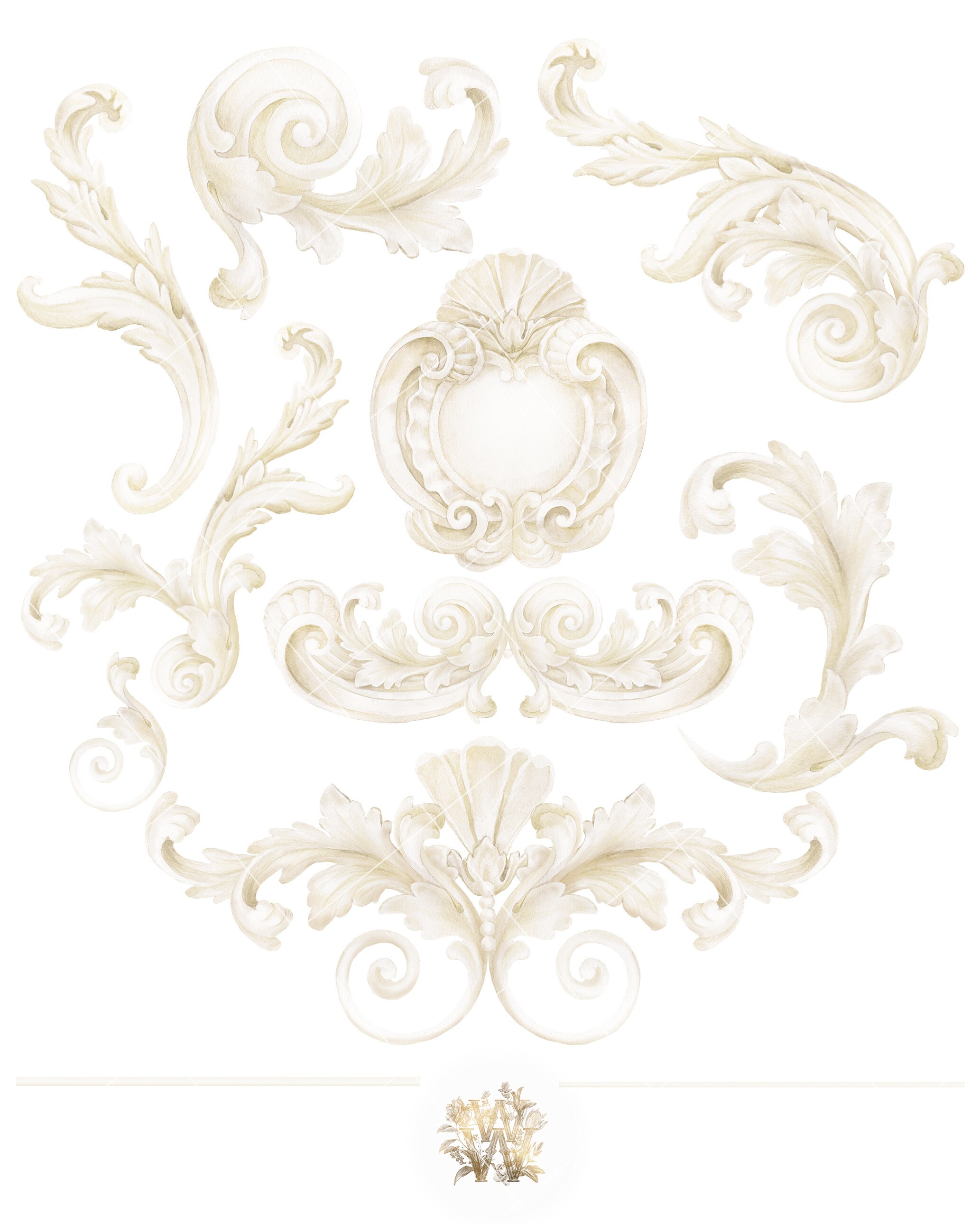 Fretwork ornaments clip art ornate architecture elements | Etsy