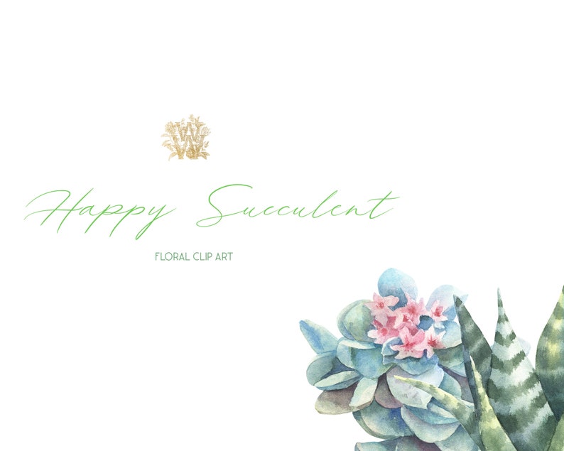Watercolor Succulent Clipart Boho Clip Art Cute Cactus Png - Etsy