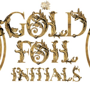 Gold Foil Initials Clip Art, Golden Monogram Alphabet, Antique Wedding ...