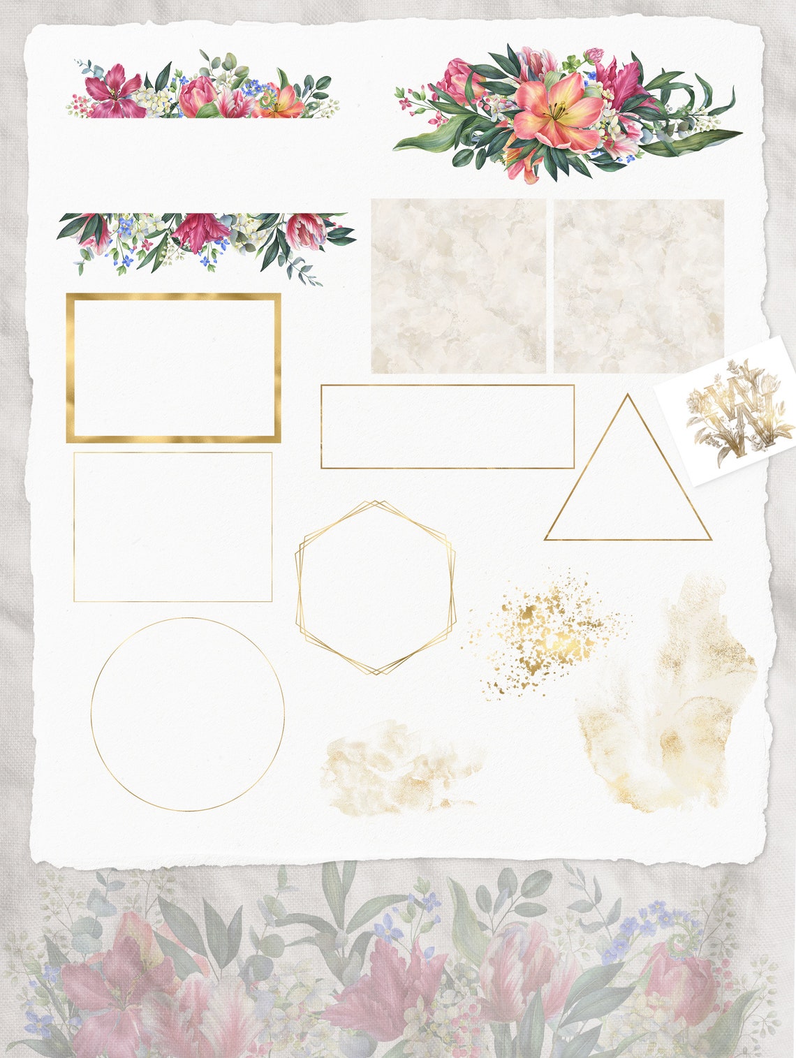 Spring Floral Clipart, Watercolor Border Clip Art, Easter Frame, Orange ...