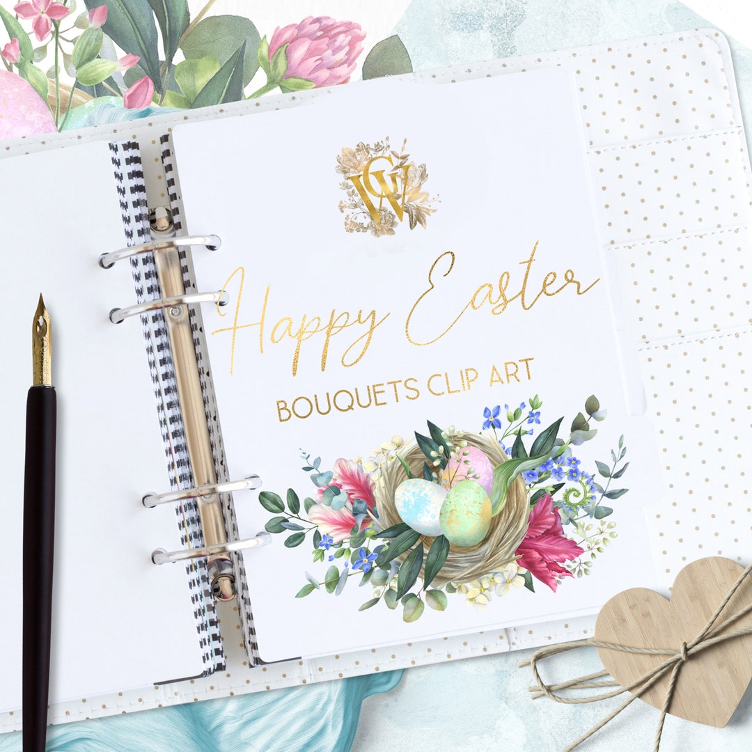 Watercolor Easter Clipart, Borders Clip Art, Spring Florals, White ...
