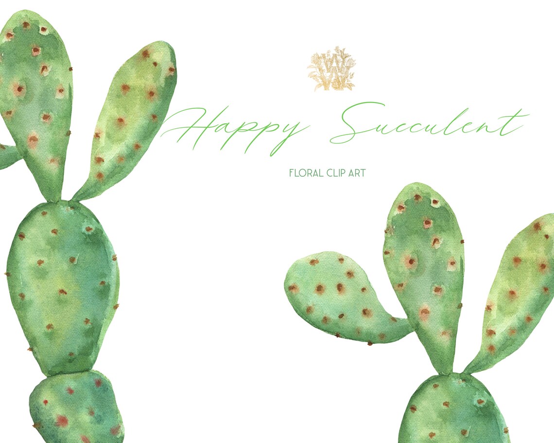 Watercolor Succulent Clipart Cactus Clip Art Home Plants - Etsy