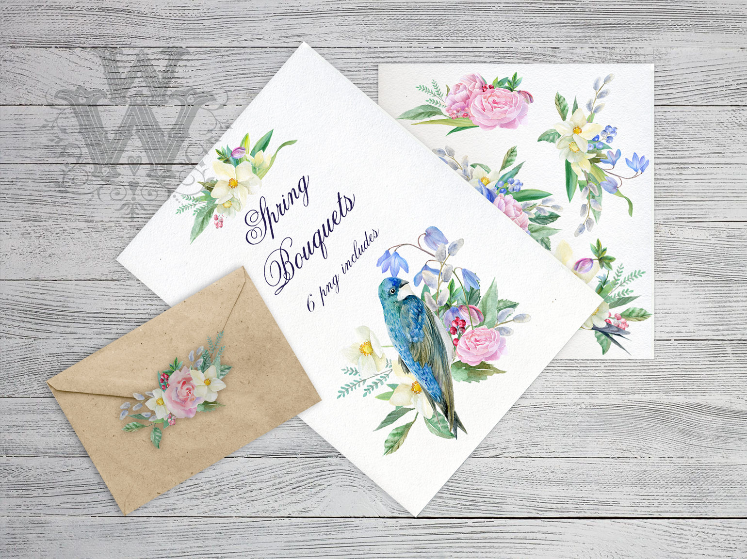 Watercolor Spring Clipart Wedding Wreath Clip Art Rustic - Etsy