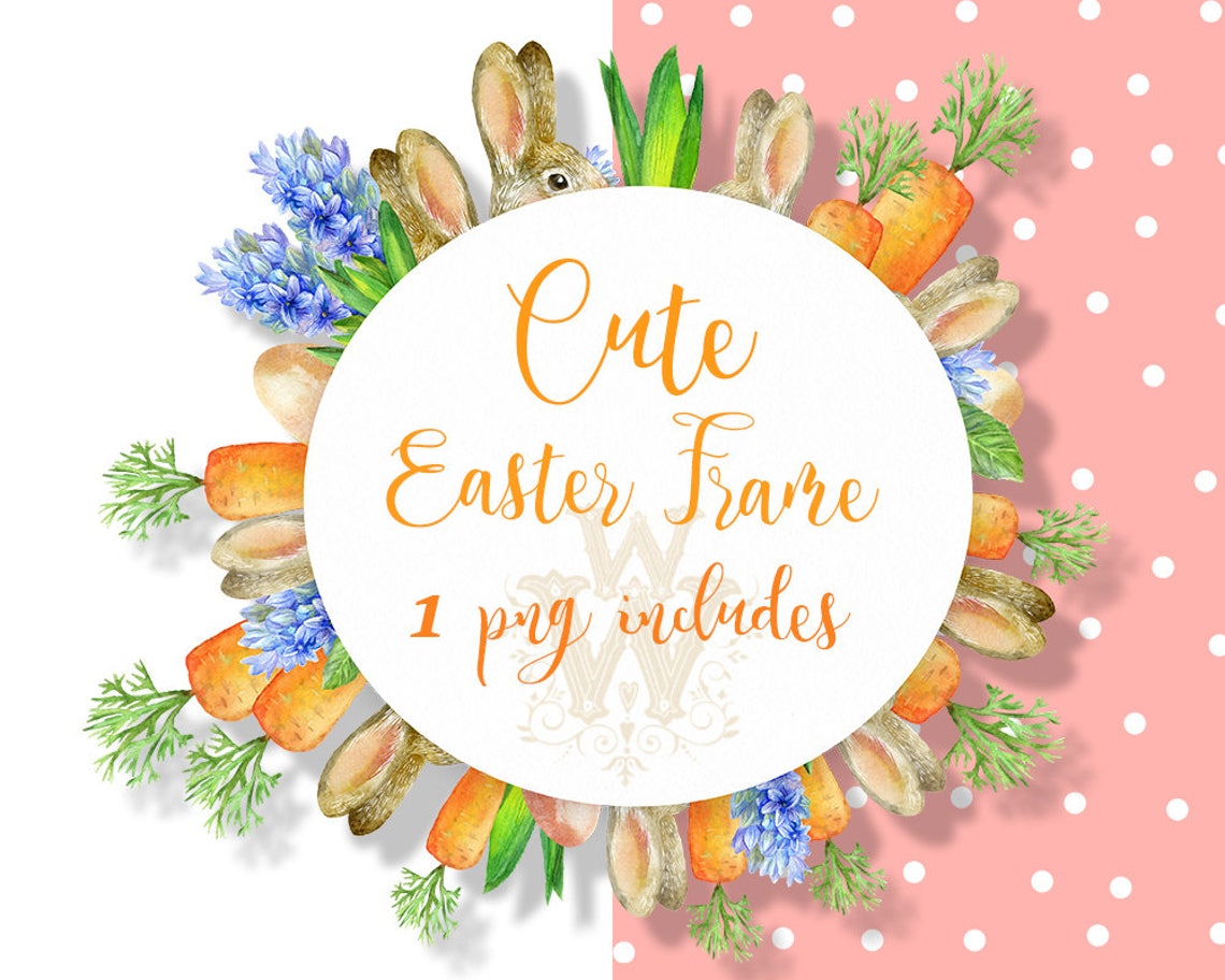 Easter Frame Clip Art Watercolor Easter Wreath Clipart | Etsy
