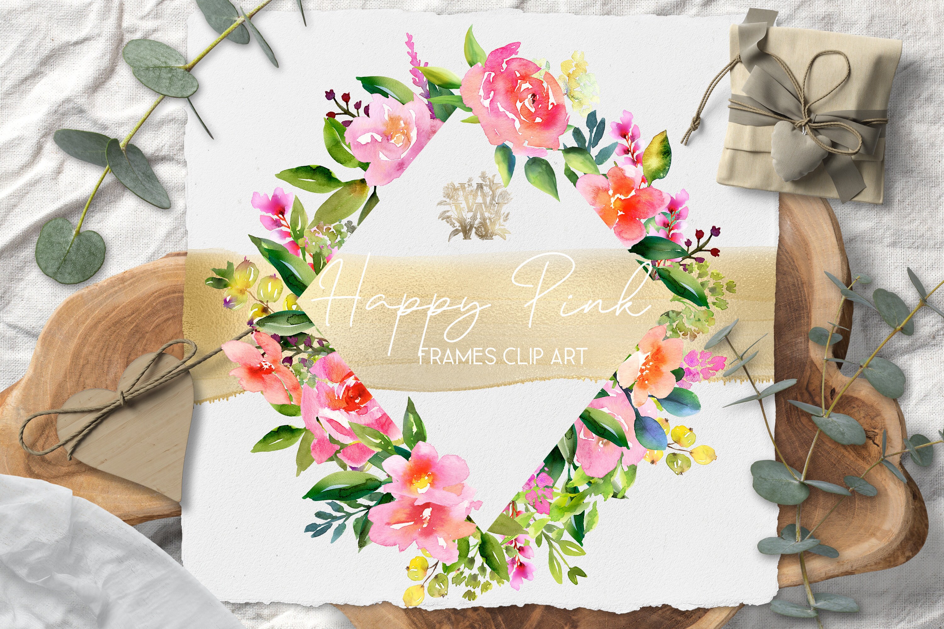 Rustic Rose Watercolor Clipart Floral Wedding Frame Clip Art - Etsy