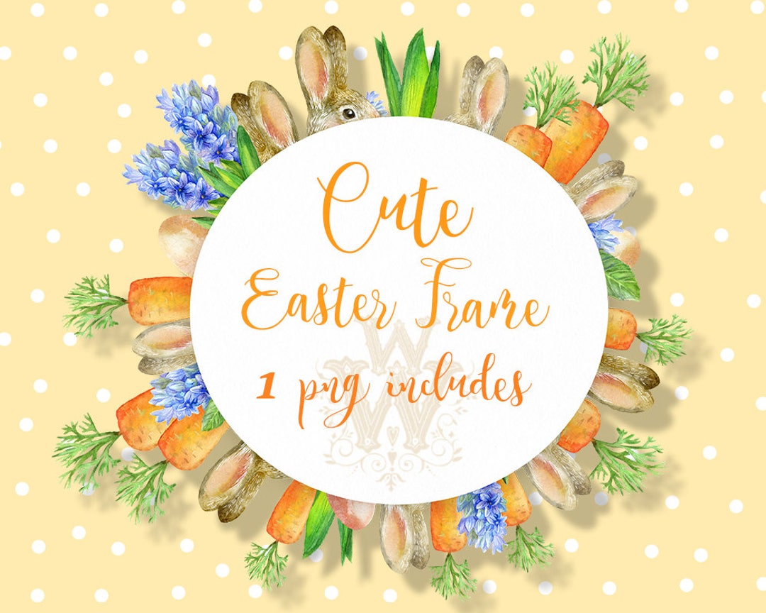 Easter Frame Clip Art, Watercolor Easter Wreath Clipart, Template ...