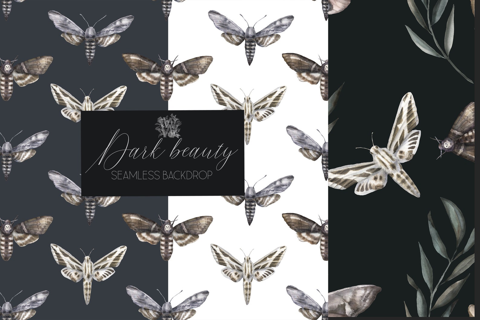 Dark Watercolor Gothic Seamless Pattern Gothic Wedding - Etsy