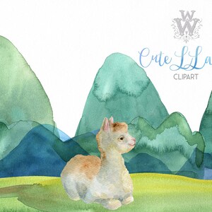 Llama Watercolor Alpaca Clipart Cute Animal Baby Shower Tribal Wedding ...