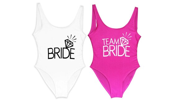 Bachelorette Party Swimsuit Bride and Team Bride High Cut | Etsy