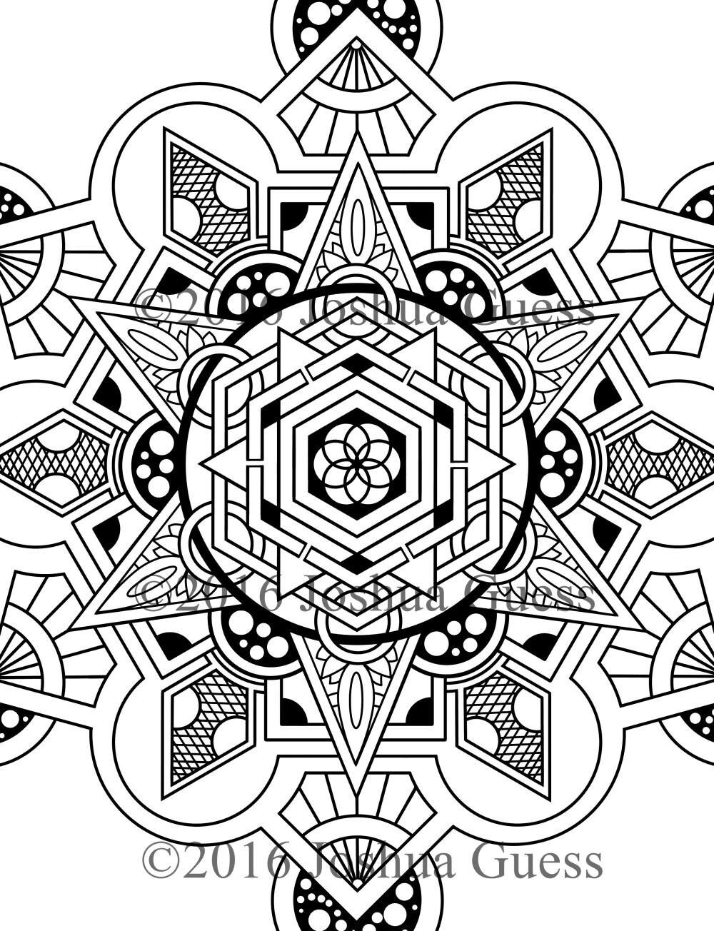 Geometric Coloring Pages 1-3 - Etsy