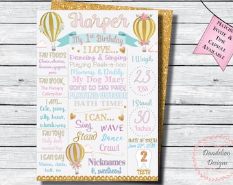 Hot Air Balloon Birthday Chalkboard, Hot Air Balloon Birthday, Birthday ...