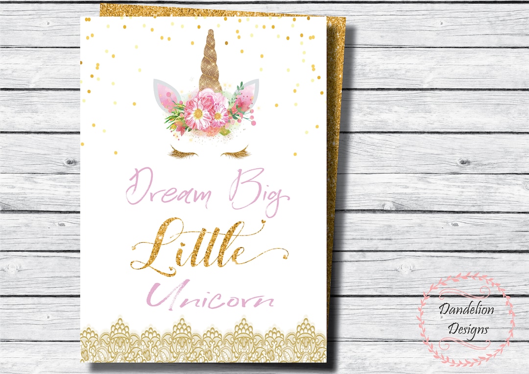Unicorn Sign, Dream Big, Unicorn Party Decorations, Unicorn Party Sign ...