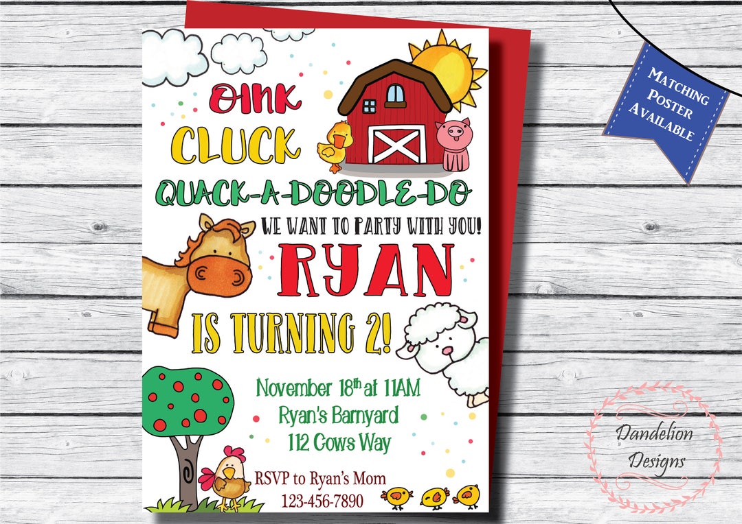 Barnyard Invitation Farm Birthday Farm Yard Invitation Barn - Etsy