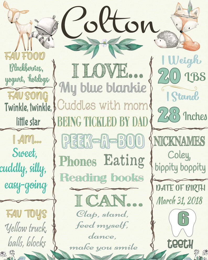 Woodland Chalkboard Woodland Birthday Boy Woodland Party | Etsy