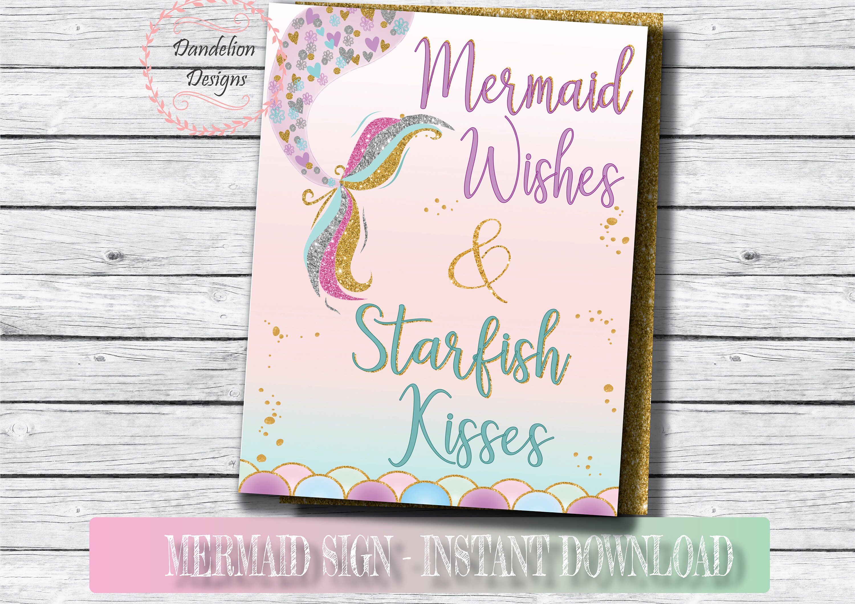 Mermaid sign Mermaid wishes and starfish kisses mermaid | Etsy