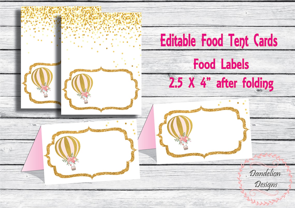 Hot Air Balloon Food Label Hot Air Balloon Food Tent Hot Air - Etsy