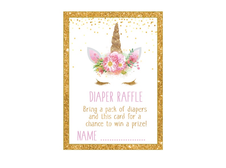 Unicorn Diaper Raffle Card Unicorn Card Unicorn Baby Shower - Etsy