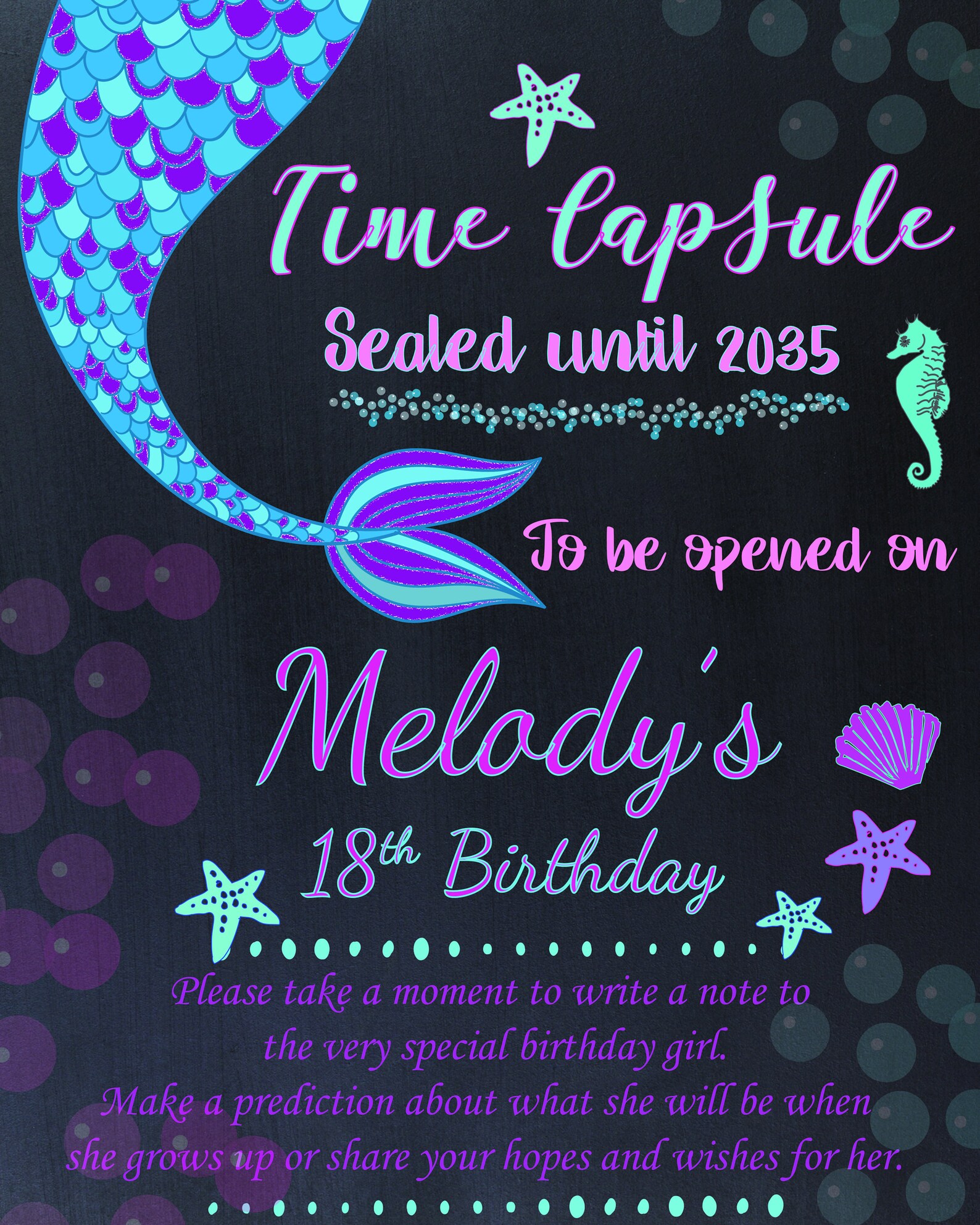 Mermaid Time Capsule, Mermaid 1st Birthday, Time Capsule, Mermaid ...