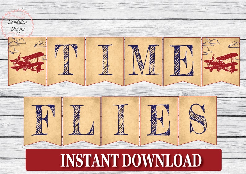 Airplane Baby Shower Banner Time Flies Airplane Party - Etsy