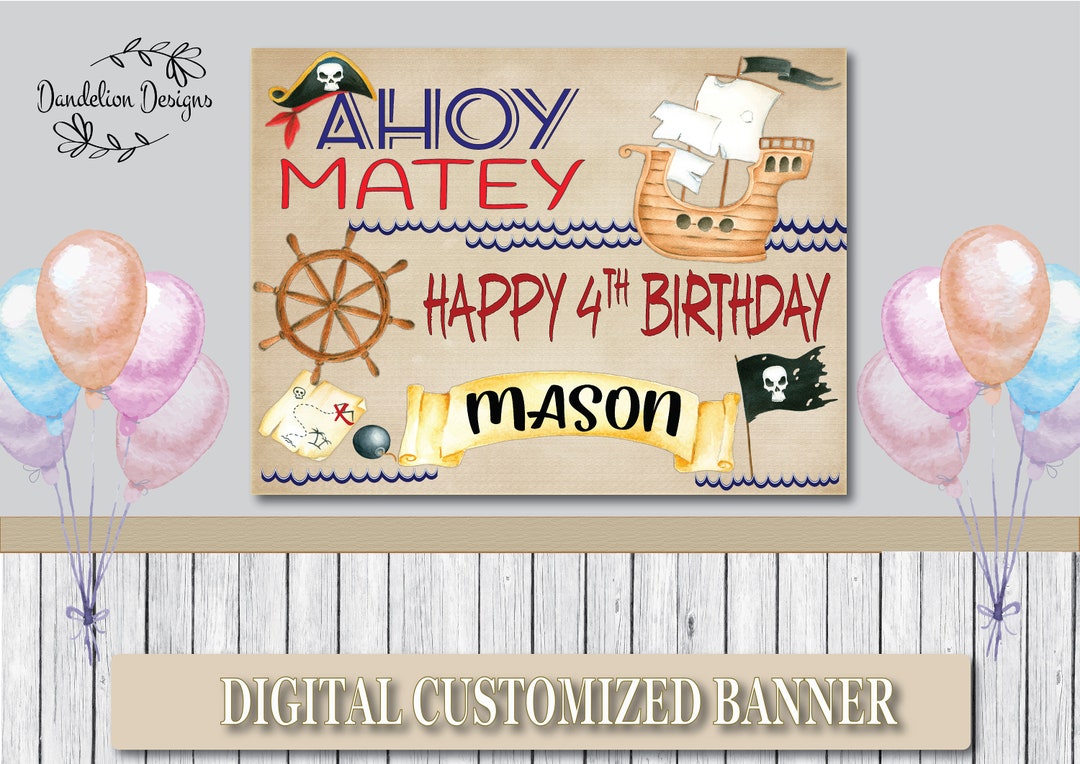 Pirate Backdrop Banner, Pirate Banner, Pirate Theme, Pirate Birthday ...