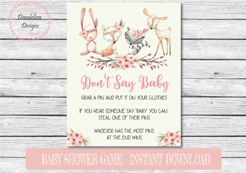 Woodland Baby Shower Games Package, Baby Shower Bingo, Floral Woodland ...