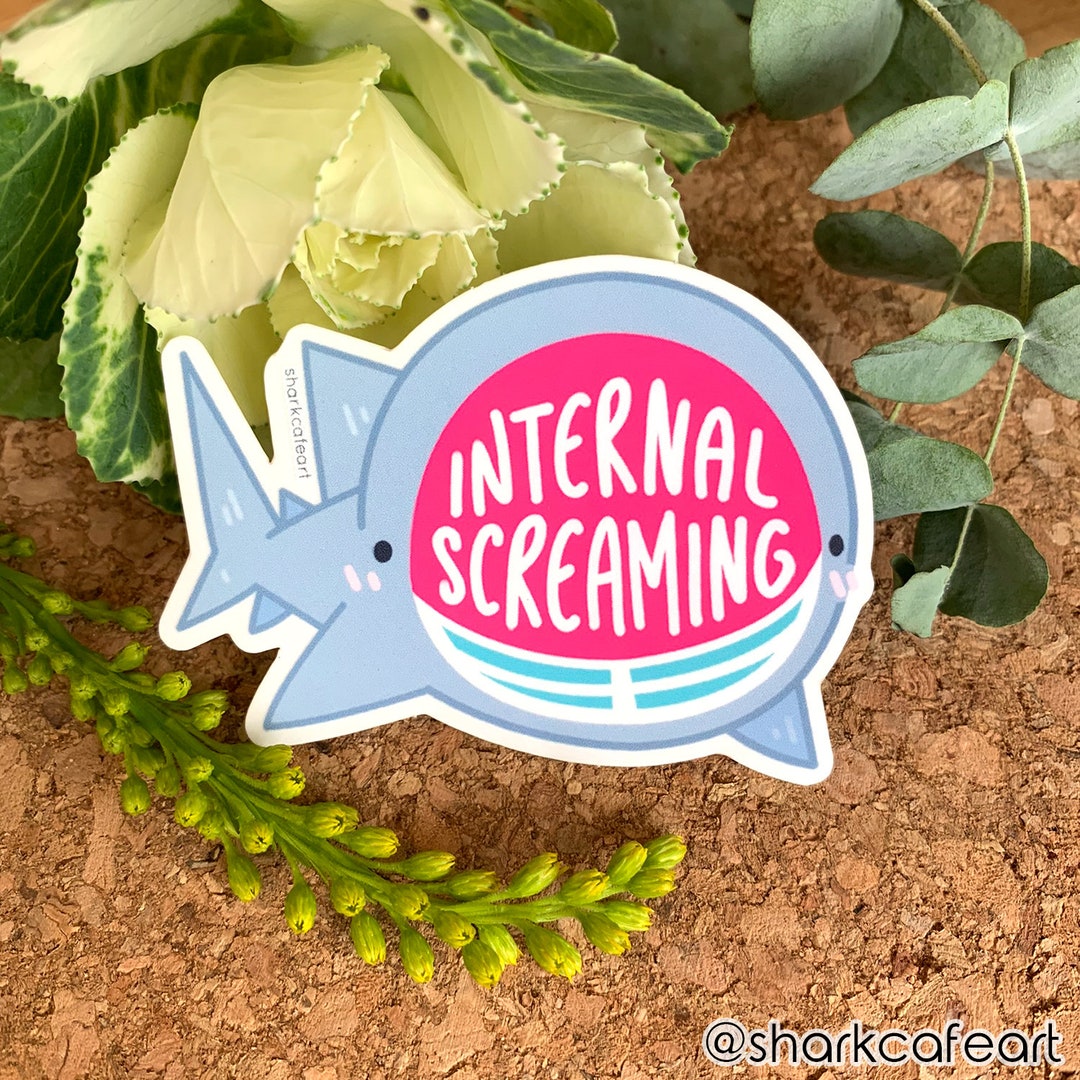 Internal Screaming Basking Shark CLEAR Sticker | Cute Ocean Animal ...