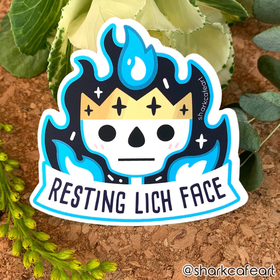 Resting Lich Face Skull Sticker | Cute Undead Zombie Sticker | Funny ...