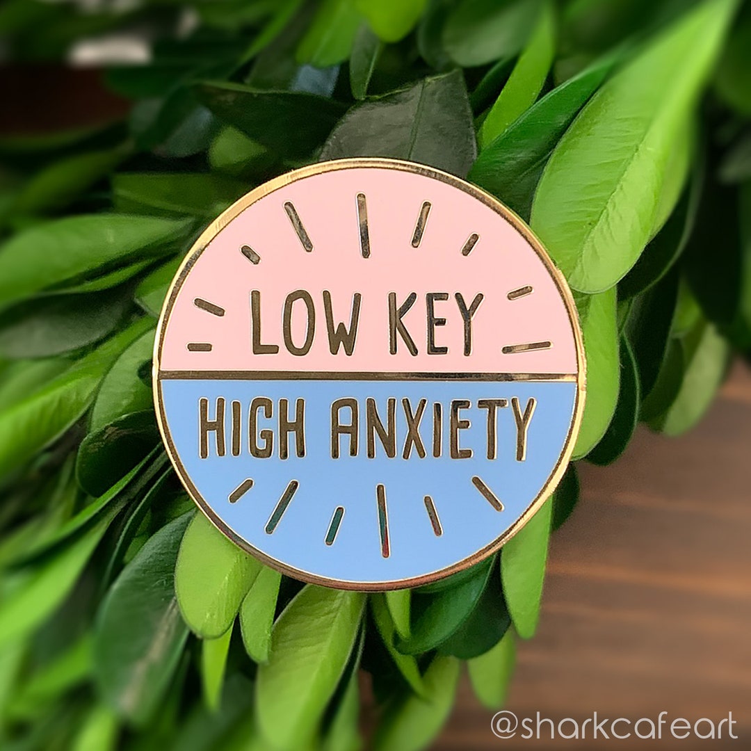 Low Key High Anxiety Enamel Pin | Mental Health Pin | Funny Pin | Cute ...