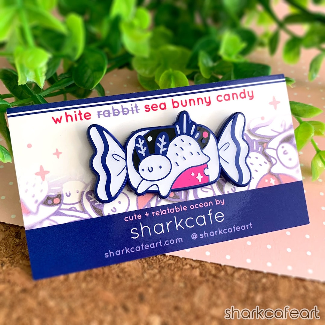 White Rabbit Candy Enamel Pin | Sea Bunny Nudibranch Enamel Pin - Etsy