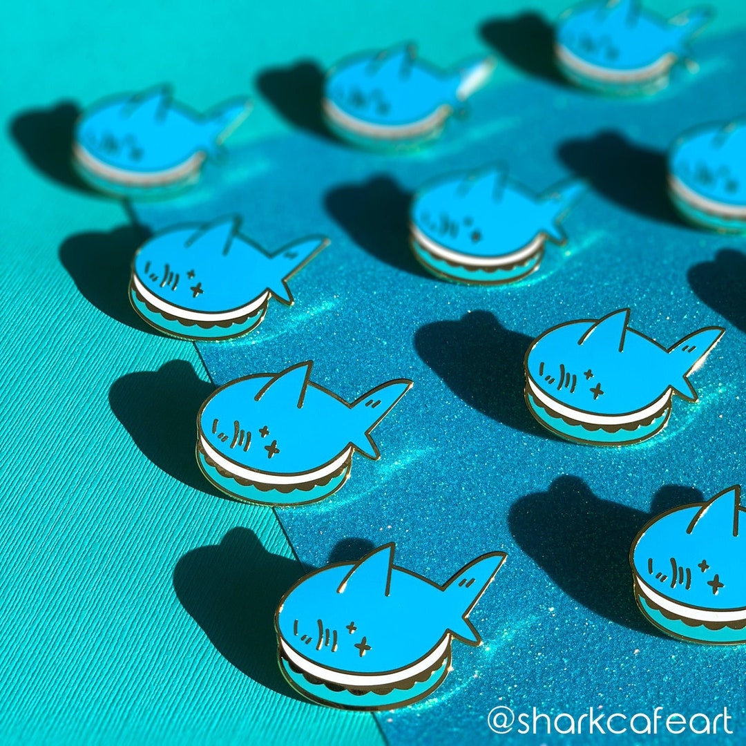 FLAWED Macaron Shark Hard Enamel Pin | Mako Shark Enamel Pin | Macaron ...