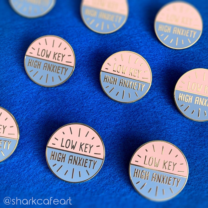 Low Key High Anxiety Enamel Pin | Mental Health Pin | Funny Pin | Cute ...