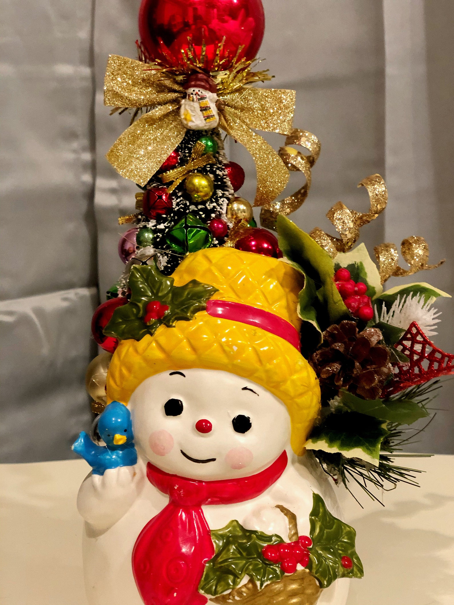 Vintage Napco Snowman Planter Christmas Bottle Brush Tree - Etsy