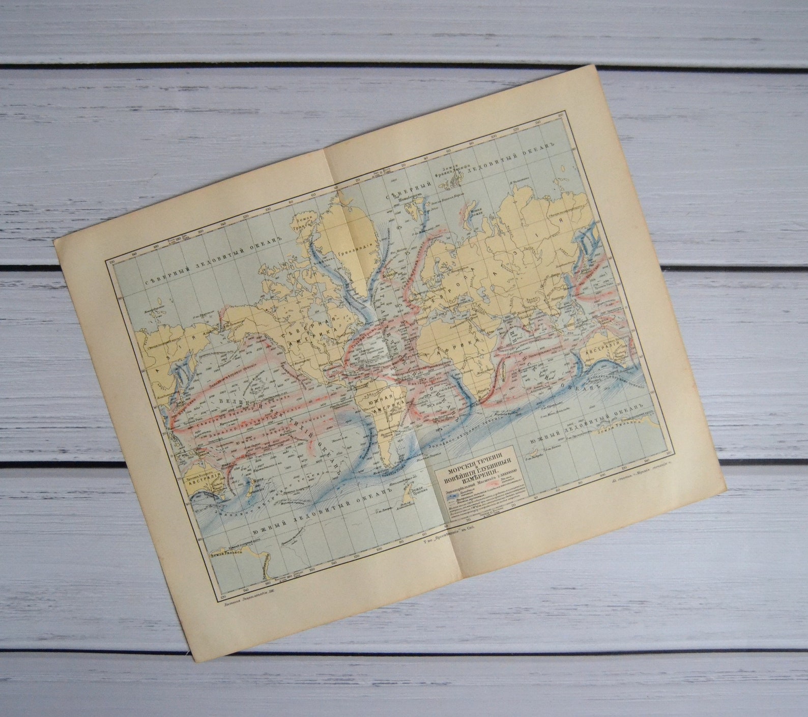 Antique Map Ocean Sea Antique Print Original Lithograph Wall | Etsy