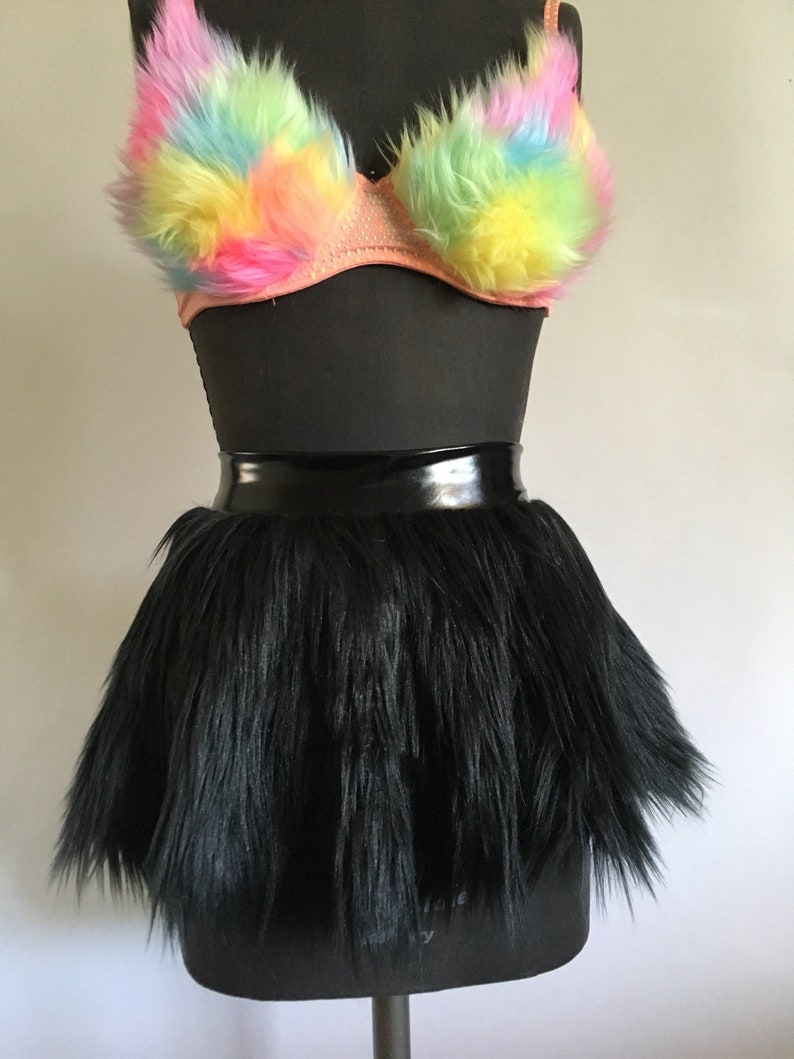 Black Fur Circle MINI or MICRO Skirt Festival Rave Kawaii - Etsy