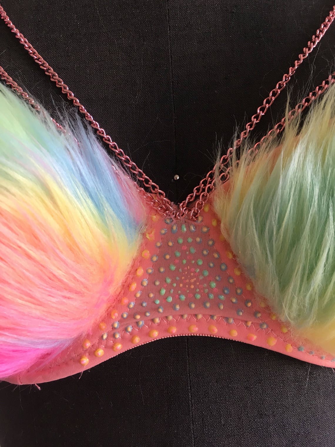 Unicorn Rainbow FUR Bra Top Rave Festival Pride Sexy Costume - Etsy