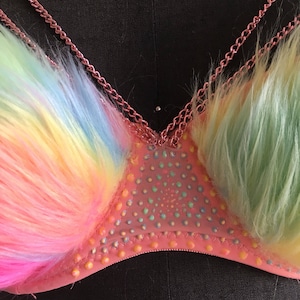 Unicorn Rainbow FUR Bra Top Rave Festival Pride Sexy Costume - Etsy