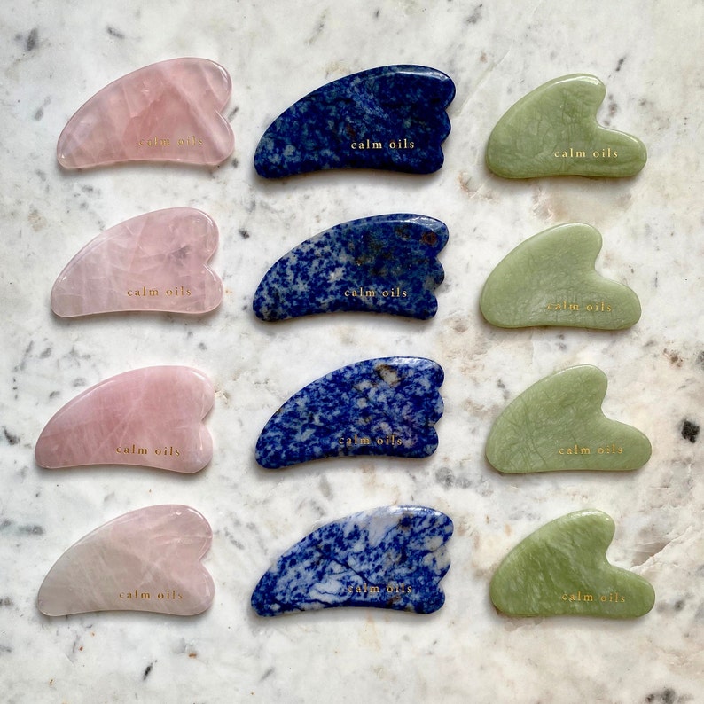 Gua Sha: Luxury Rose Quartz Gua Sha, Jade Gua Sha, Blue Spot Jasper Gua ...