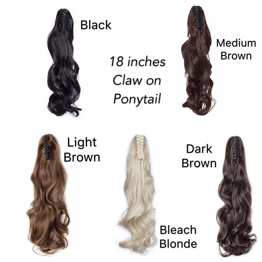 Claw-on Hair Extensions Curly 18 Inches Synthetic Fiber Ponytail Like ...