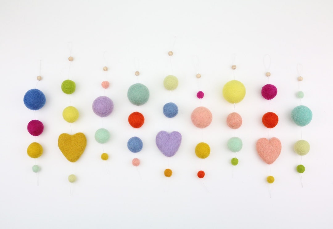 DIY Set for Pendants Made of Felt Balls & Felt Hearts, Make Your Own ...