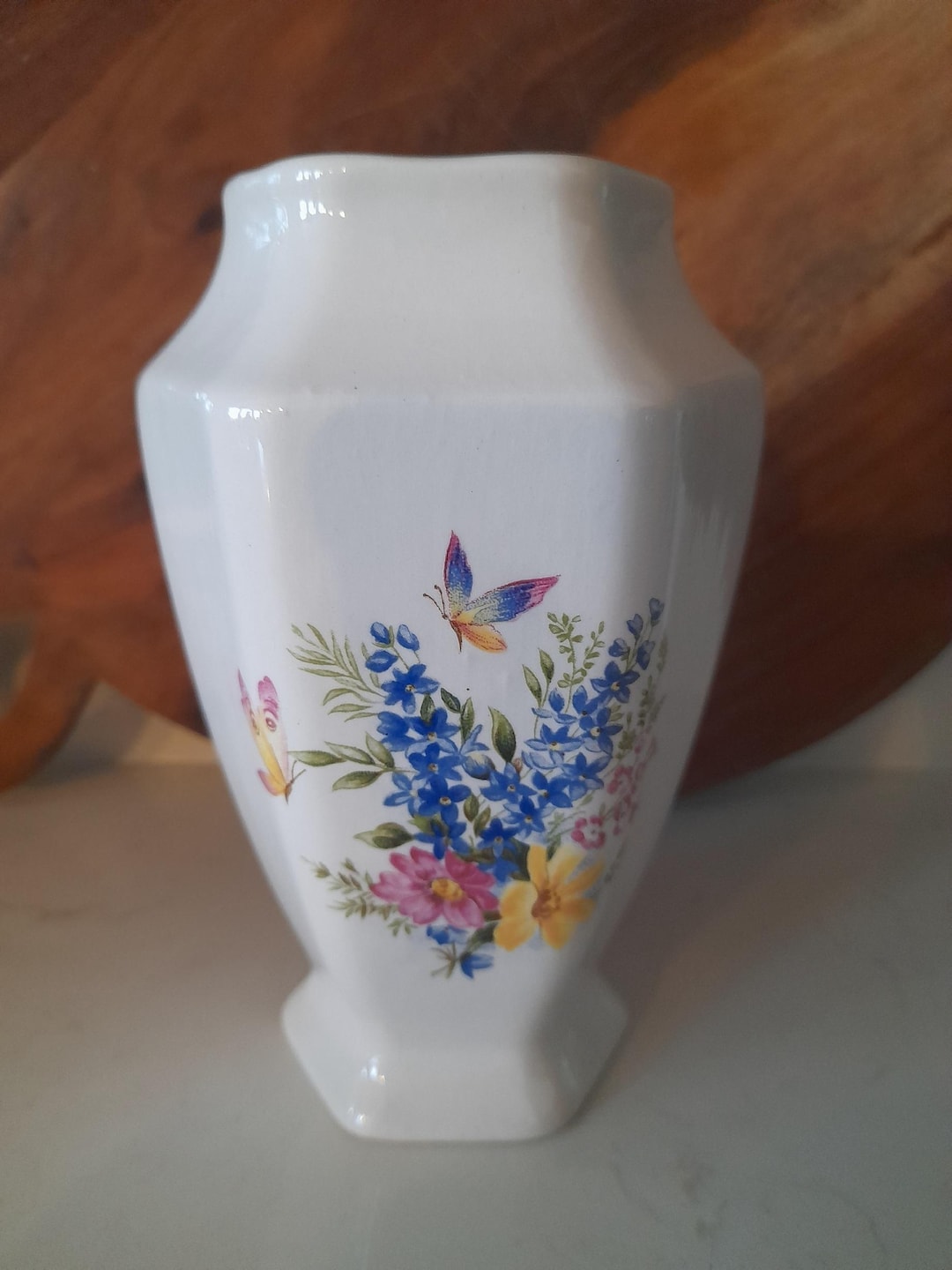 Vintage Melba Ware Flowers and Butterflies Hexagonal 15cm Tall Vase - Etsy