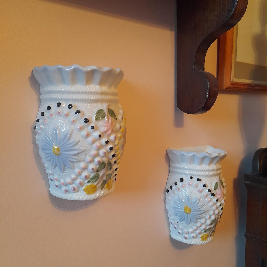 A Pair of Small Wall Pocket Vases - Etsy