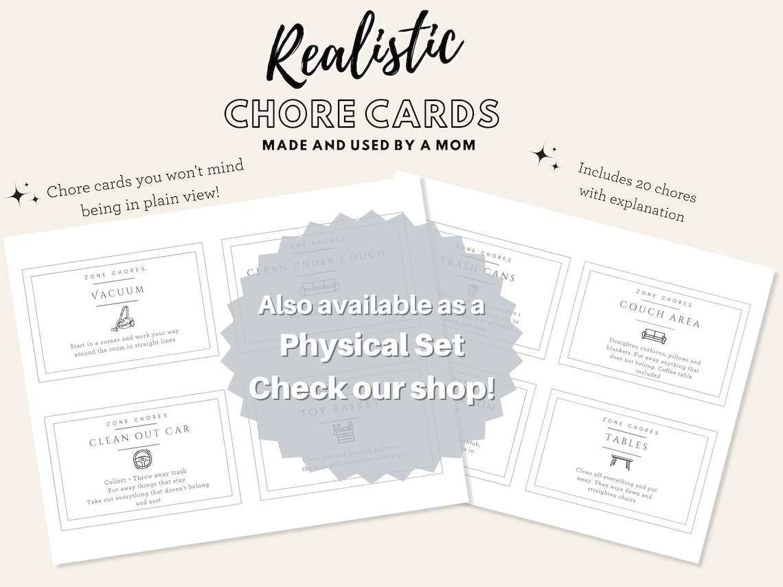 Realistic Daily Chore Routine Cards for Kids Visual Schedule - Etsy