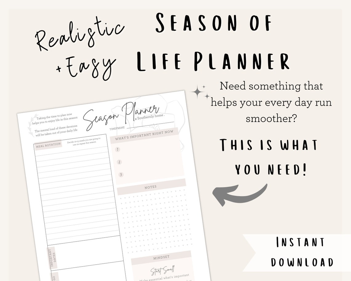Realistic Life Planner, Goals Worksheet, Dinner Planner, Mom Home ...