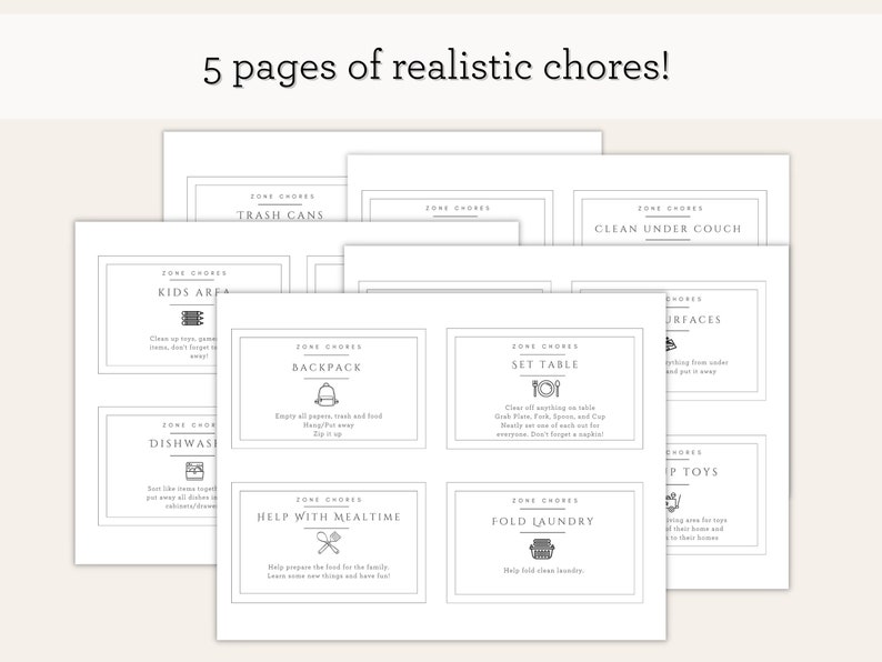 Realistic Daily Chore Routine Cards for Kids Visual Schedule - Etsy