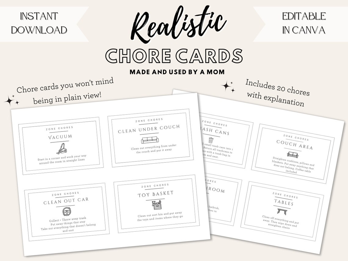 Editable, Realistic Daily Chore and Routine Cards, Kids Visual Task ...