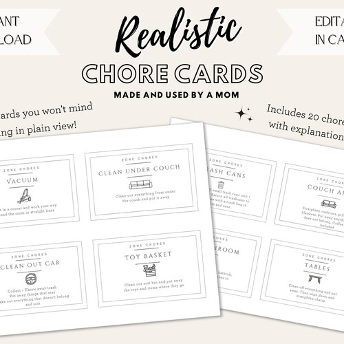 Editable Realistic Daily Chore and Routine Cards Kids Visual - Etsy