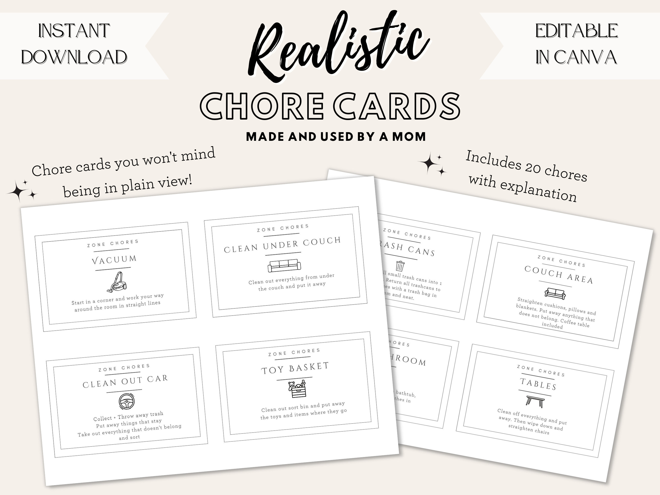 Realistic Daily Chore Routine Cards for Kids Visual Schedule - Etsy