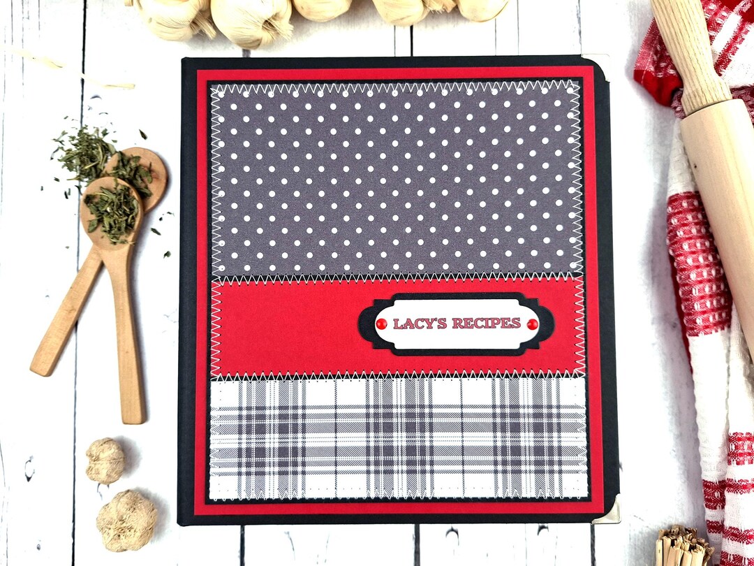 Black and White Cookbook With Red Accents, Refillable Family Recipe ...