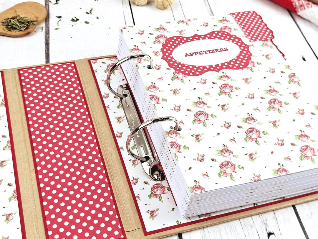 Baking Cookbook Binder, Farmhouse Family Cookbook, Tea Pot and Cupcake ...
